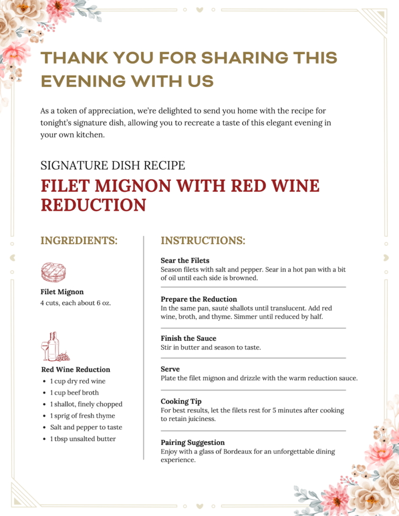 Elegant Dinner Party Event Templates (Editable) | The Gourmet Host