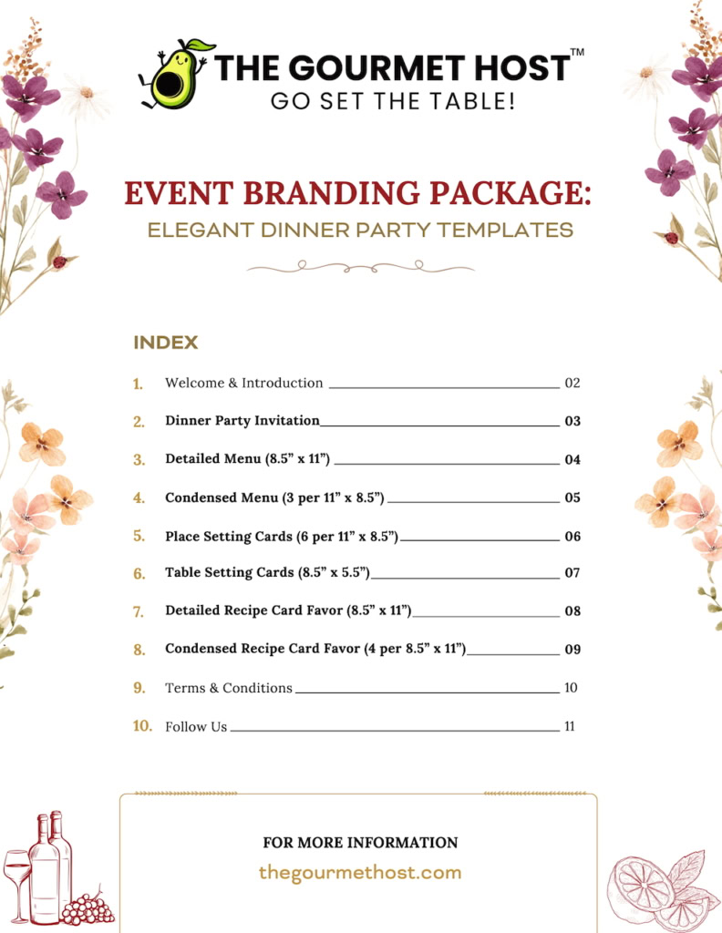 Elegant Dinner Party Event Templates (Editable) | The Gourmet Host